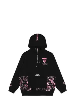 AAPE BY *A BATHING APE Quarter Zip Panel Camo Hoodie 'black'