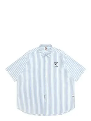 AAPE Now Moonface Logo Stripe Short Sleeve Shirt /yellow - Blue