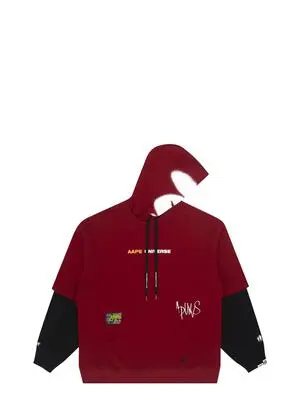 AAPE Moonface Layered Hoodie 'burgundy - Red