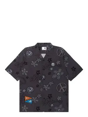 AAPE Moonface Graphic Patterned Short-sleeve Shirt /grey - Black