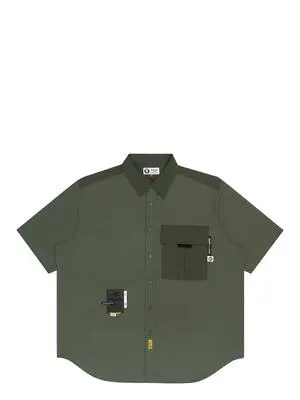 AAPE Moonface Colour Blocked Shirt 'khaki/dark - Tan
