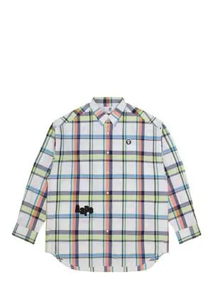 AAPE BY *A BATHING APE Moonface Plaid Button-down Shirt 'ivory/charcoal' Cream
