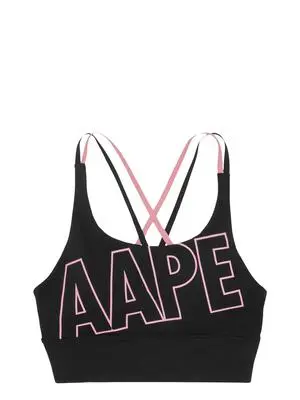 AAPE Moonface Logo Printed Sports Bra - Black