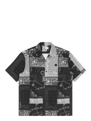 AAPE Moonface Bandana Print Short-sleeve Shirt /white - Black