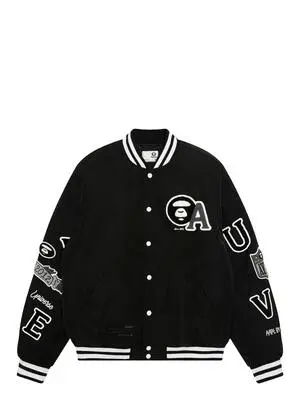 AAPE Moonface Varsity Jacket - Black
