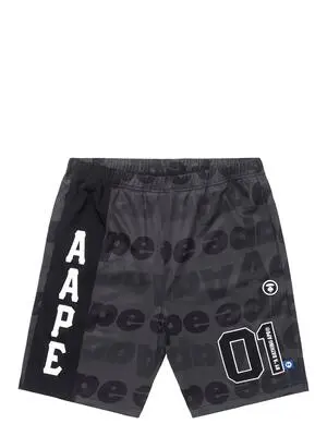 AAPE Moonface Patterned Mesh Shorts /red - Black