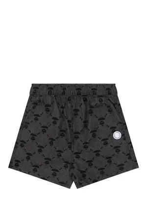 AAPE Moonface Patterned Denim Shorts /light - Black