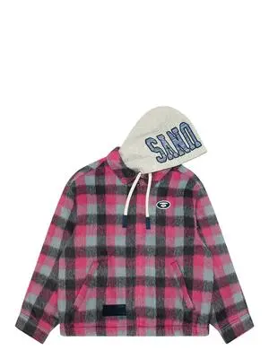 AAPE BY *A BATHING APE Moonface Check Hooded Jacket 'grey/pink' Grey