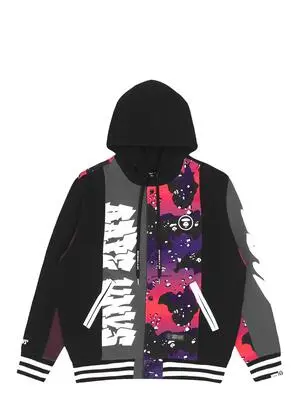 AAPE Moonface Camo Hooded Varsity Jacket - Black