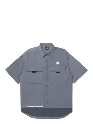 AAPE BY *A BATHING APE Moonface Patch Short-sleeve Nylon Shirt 'grey/light' Grey
