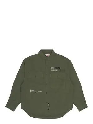 AAPE Moonface Embroidered Workwear Shirt 'khaki/dark - Tan