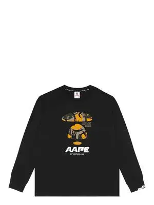 AAPE Moonface Camo Graphic Long-sleeve Tee - Black