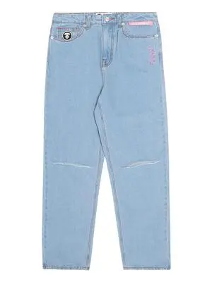 AAPE Moonface Patch Distressed Jeans 'blue/light'