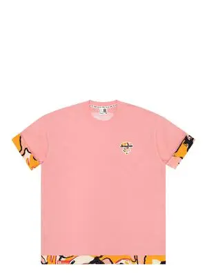 AAPE Moonface Contrasting-trimmed Tee /light - Pink