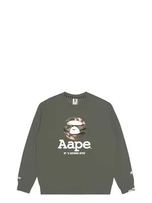 AAPE Moonface Camo Print Sweatshirt 'khaki/grey - Tan