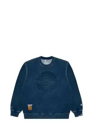 AAPE Moonface Washed Fleece Sweatshirt - Blue