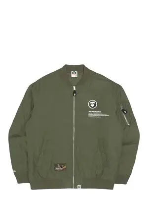 AAPE Moonface Zipped Bomber Jacket 'khaki/dark - Tan
