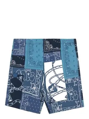 AAPE Moonface Bandana Shorts /white - Blue