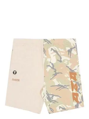 AAPE Moonface Colour Blocked Sweat Shorts 'beige/heather - Tan