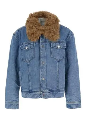 AMI Ami Paris Quilted Jacket With Shearling Collar, Tech Fabric And Button Front Closure