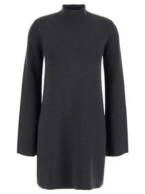 SEMICOUTURE Semicouture High-Collar Long-Sleeve Knit Mini Dress