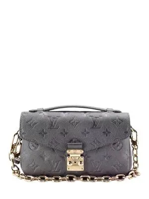 LOUIS VUITTON Pochette Metis Monogram Empreinte Leather East West Crossbody Bag Grey