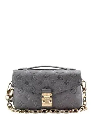 LOUIS VUITTON Pochette Metis Monogram Empreinte Leather East West Crossbody Bag Grey