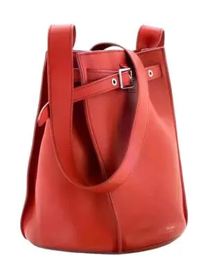 Celine Long Strap Big Bag Leather Bucket Bag - Red