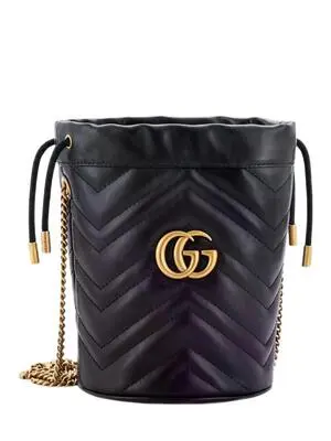 Gucci Gg Marmont Matelasse Leather Mini Bucket Bag - Black