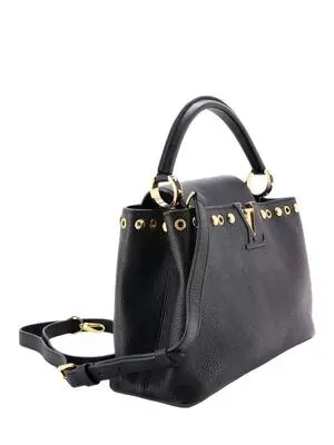 LOUIS VUITTON Capucines Bag Leather With Embellished Detail Pm Satchel Black