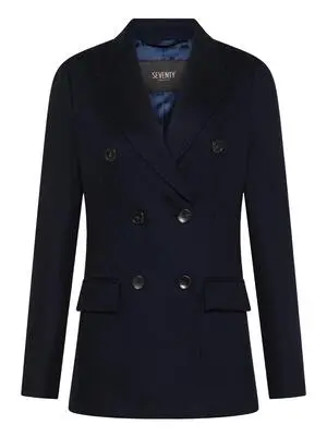 Seventy Double-breasted Wool Blazer - Blue