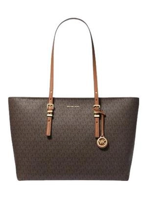 Michael Kors Quinn Large Signature Logo Tote Bag - Brown