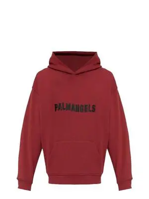 Palm Angels Logo Printed Hoodie - Red