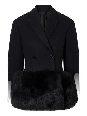 Alaïa Double-breasted Shearling-trimmed Wool Blazer - Black