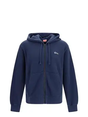 Kenzo Eiffel Tower Design Cotton Hoodie - Blue