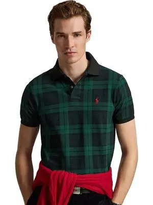 Ralph Lauren Custom Slim Fit Plaid Mesh Polo Shirt - Blackwatch Plaid