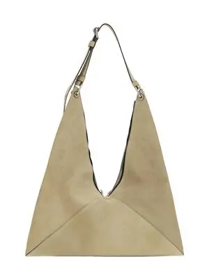 Moschino Buckle Detailed Zipped Shoulder Bag - Beige