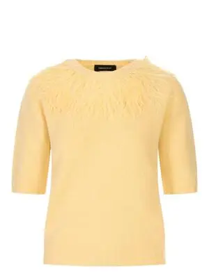 Fabiana Filippi Feather-trimmed Knit Sweater - Yellow