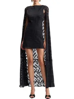 Avec Les Filles Cape Detail Minidress - Black