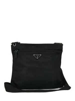 Prada Tessuto Flat Messenger Bag - Black