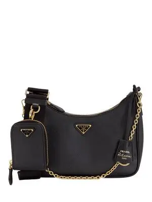 Prada Saffiano Re-edition 2005 Shoulder Bag - Black