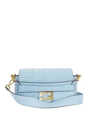 Fendi Ff Embossed Midi Chain Baguette Shoulder Bag - Blue