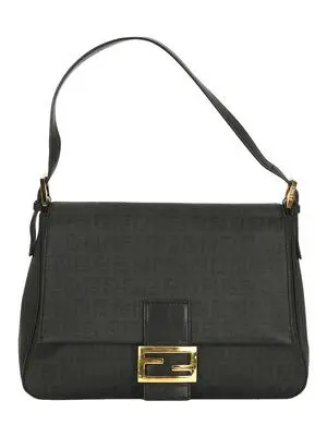 Fendi Zucchino Spalmati Mama Baguette Shoulder Bag - Black