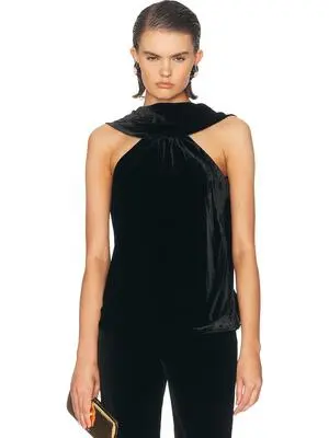 Simkhai Velvet Scarlette Cape Top - Black