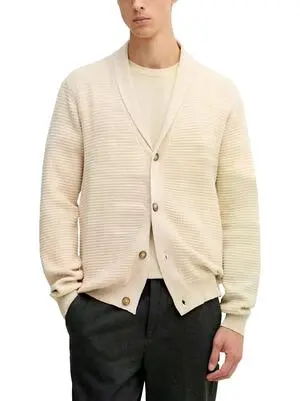 Lindbergh Shawl-collar Waffle-knit Cardigan - Neutrals