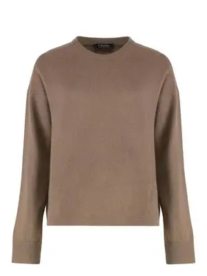 Max Mara 's Max Mara Boxy Wool-Cashmere Sweater With Ribbed Detail Mud