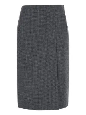 GRIFONI Asymmetric Split Midi Skirt In Virgin Wool - Grey