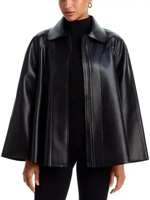 Norma Kamali Faux Leather Zip Front Jacket - Black