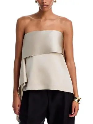 HEIRLOME Rosario Draped Silk Strapless Top - Silver