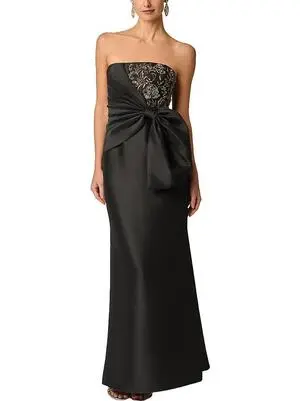 Aidan Mattox Mikado Bow Detail Strapless Dress - Black